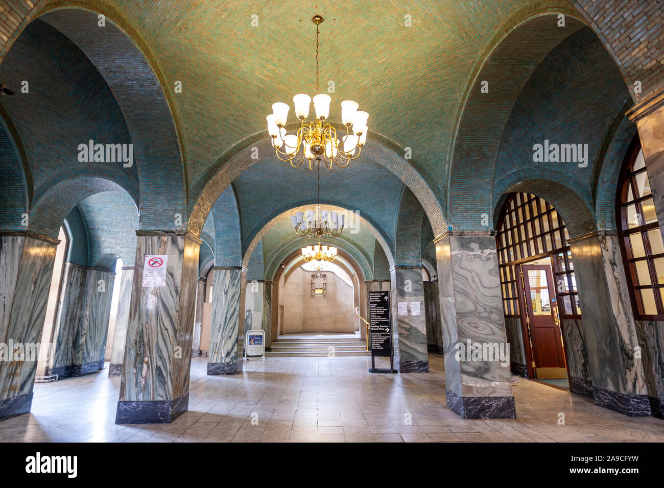 Vaulting in the entrance hall, Bristol Central Library is a historic ...