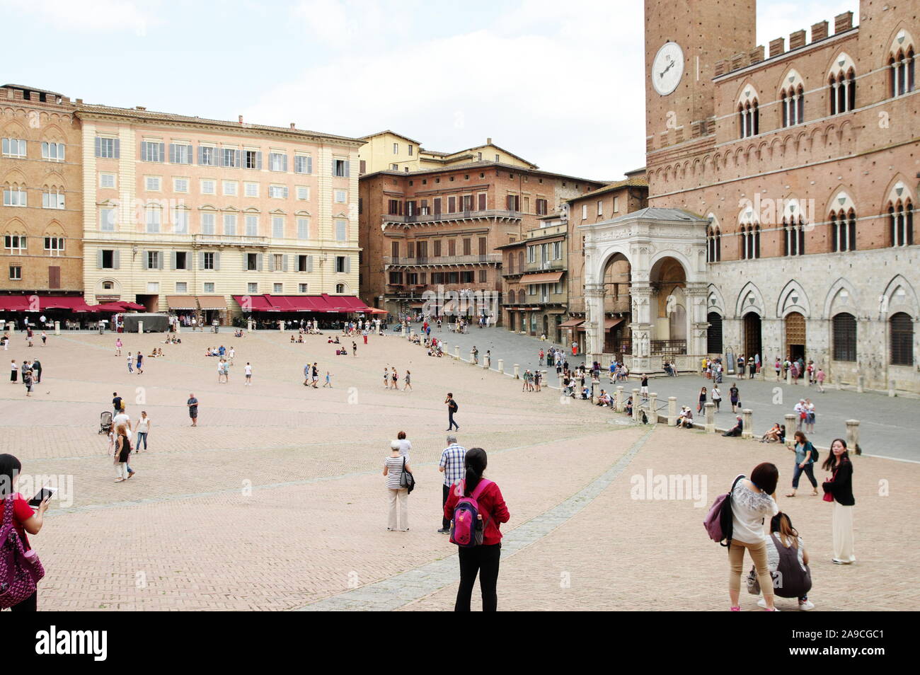 Siena, Tuscany, Italy - September 18, 2019: Piazza del Campo. A unique ...