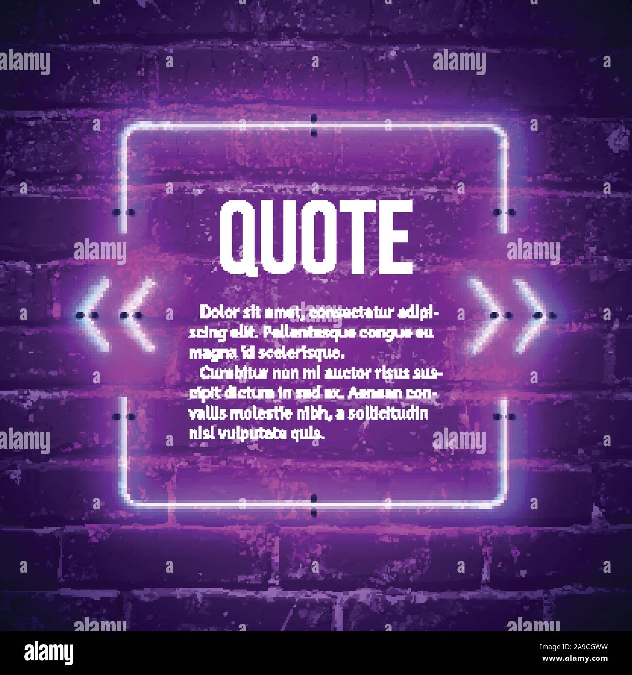 Retro neon glowing quote marks frame on the wall Stock Vector Image ...
