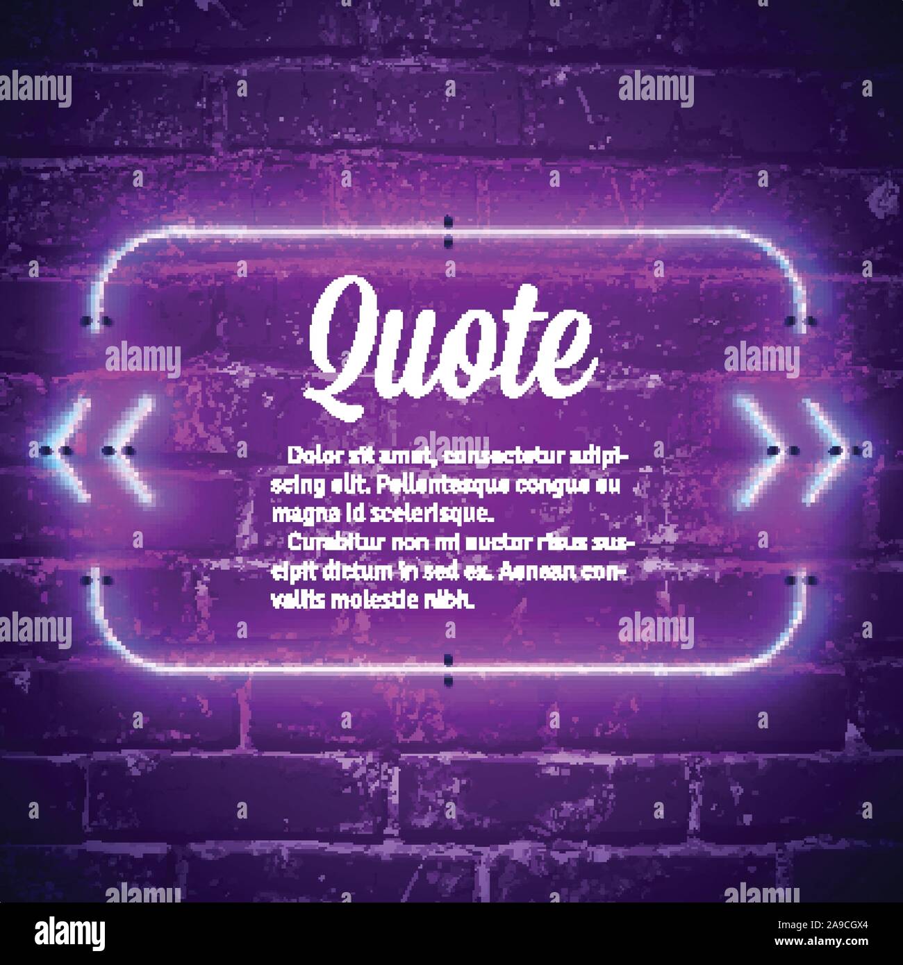 Retro neon glowing quote marks frame on the wall Stock Vector Image ...