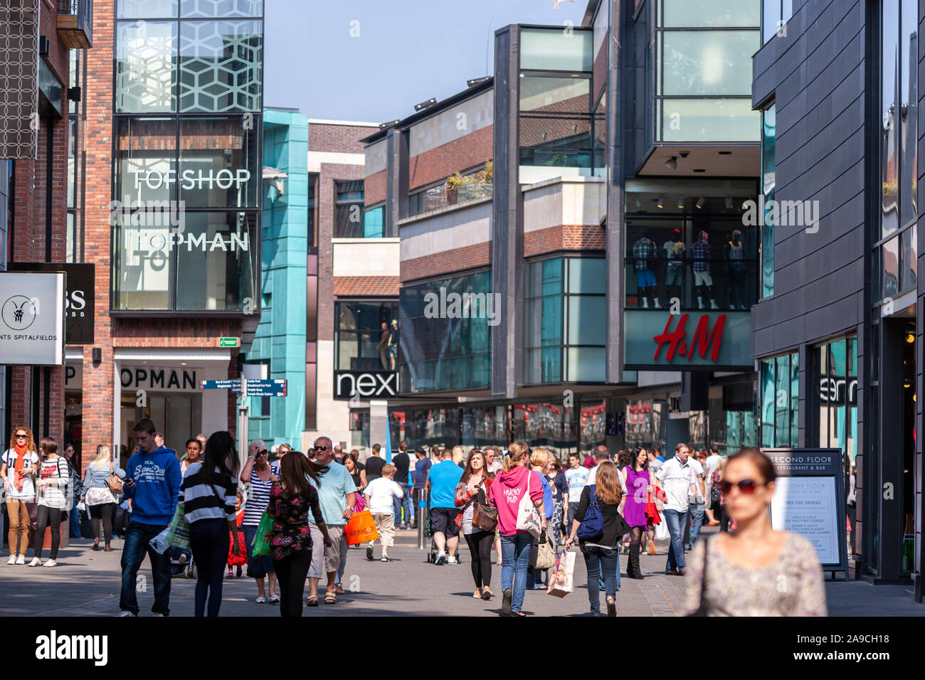 Busy shopping street in Philadelphia St, Bristol, England, UK Stock ...