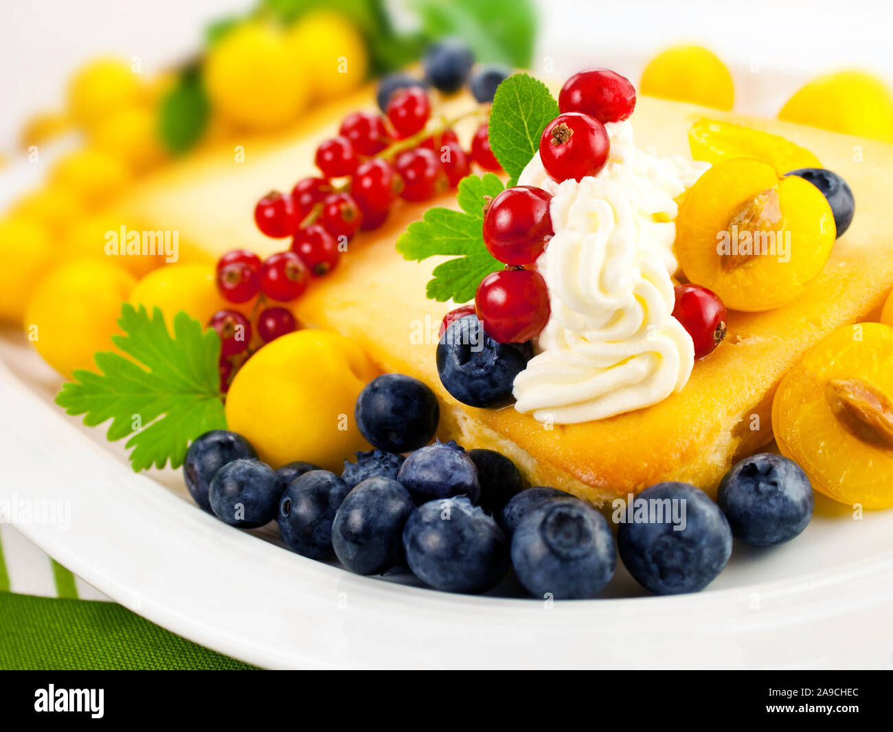 Cheese cake with fresh fruits Stock Photo - Alamy