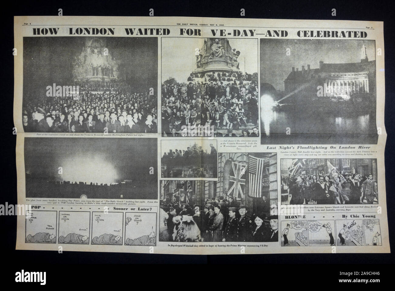 Pages of photographs from VE Day celebrations in The Daily Sketch ...