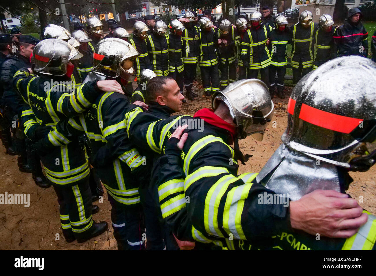Firefighters march for more respect and means of action, Lyon, France ...