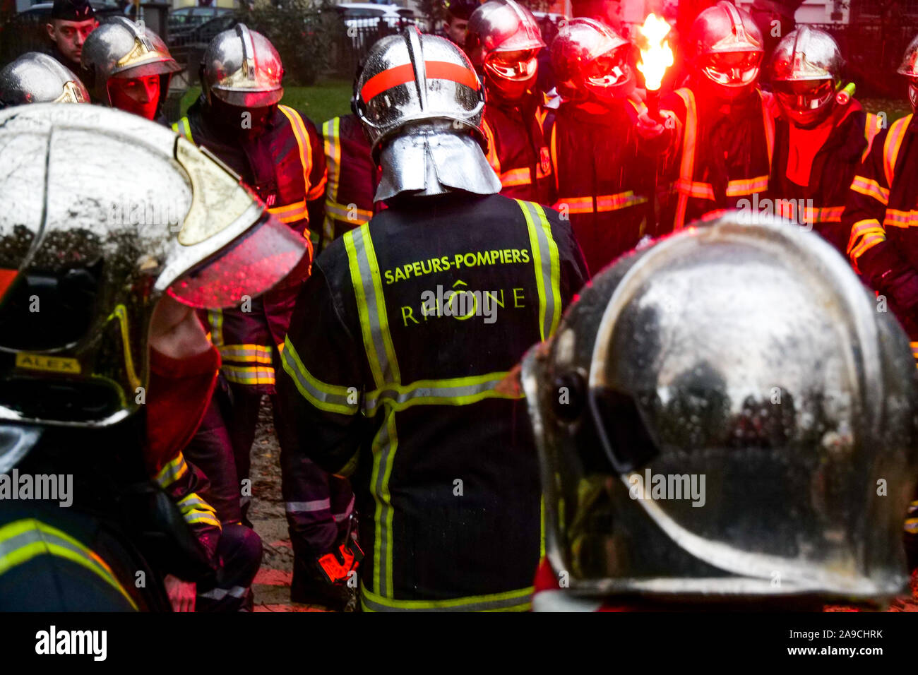Firefighters march for more respect and means of action, Lyon, France ...