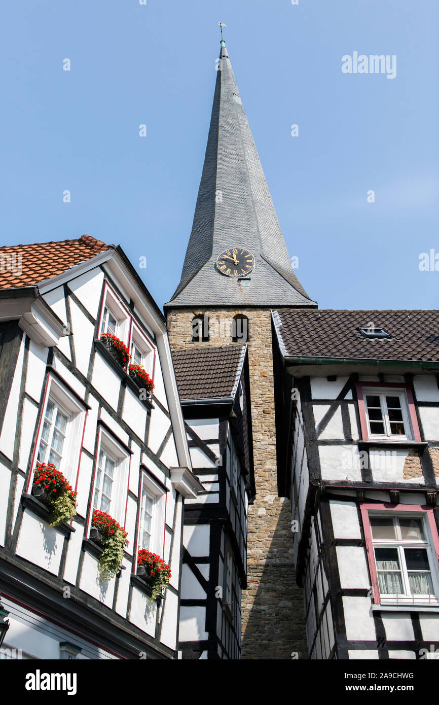 Old traditional architecture of small German town, Hattingen, Germany ...