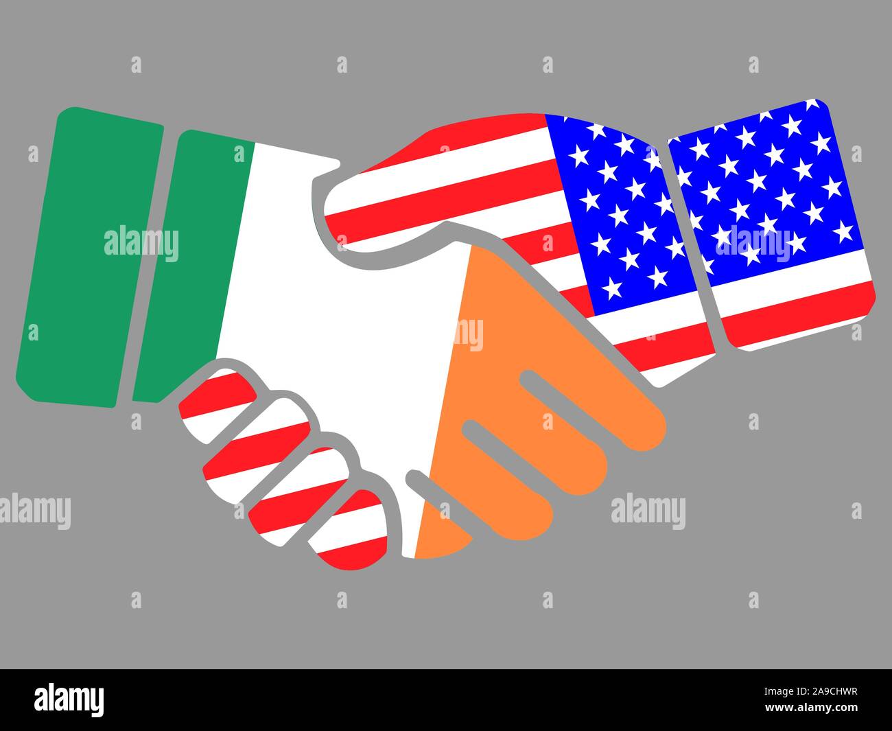 Handshake with Ireland and USA flags vector illustration eps 10 Stock ...