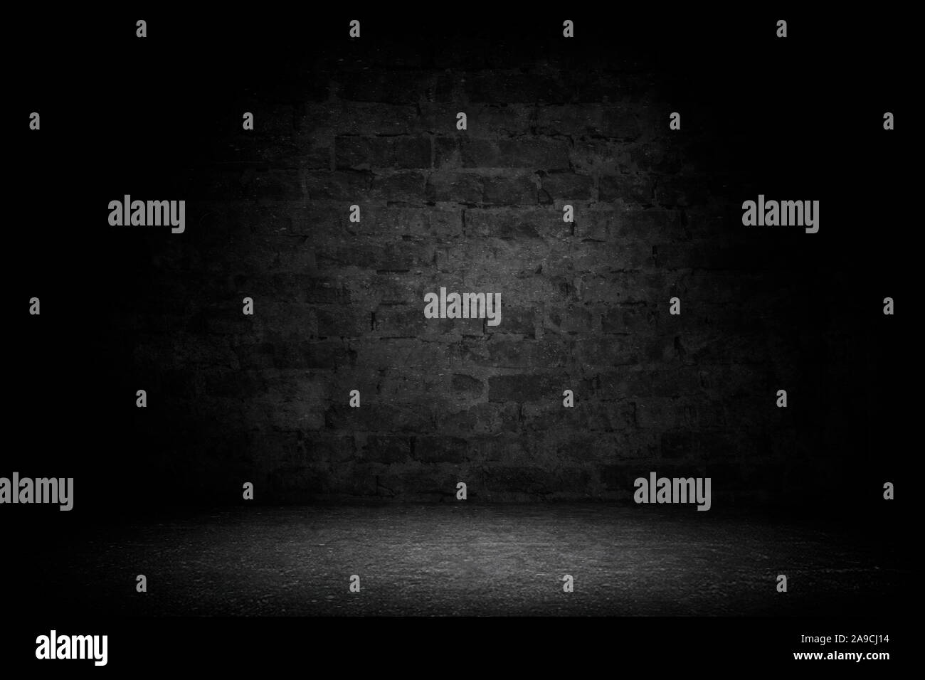 Abstract black brick with vignette background. Studio backdrop - well ...