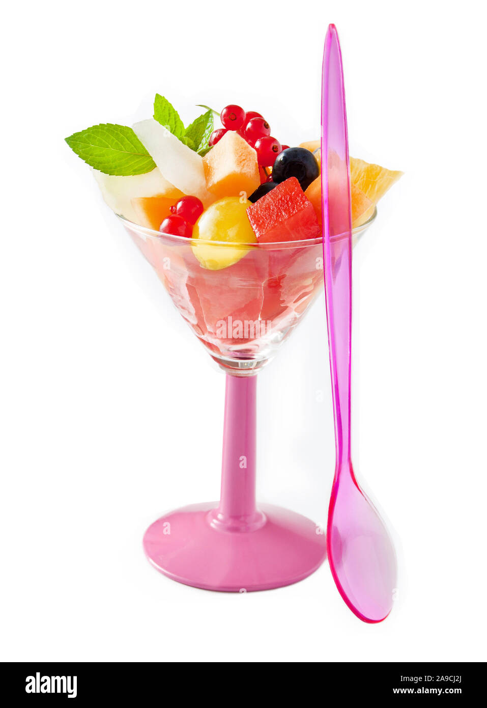 Mixed fruit salad with spoon Stock Photo - Alamy