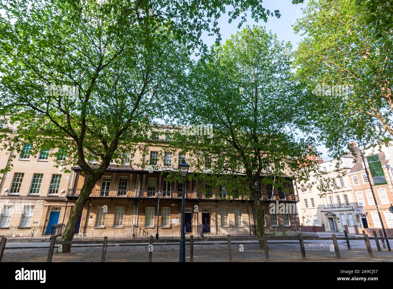 Queen Square, Lawned square with wide paths and an Grade II buildings ...