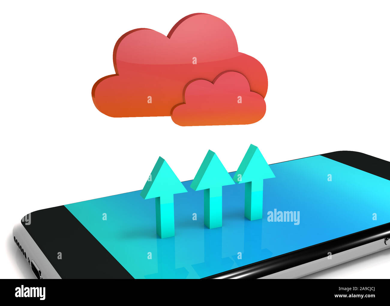 Cloud computing concept. Cloud computing with mobile phone. 3d render ...
