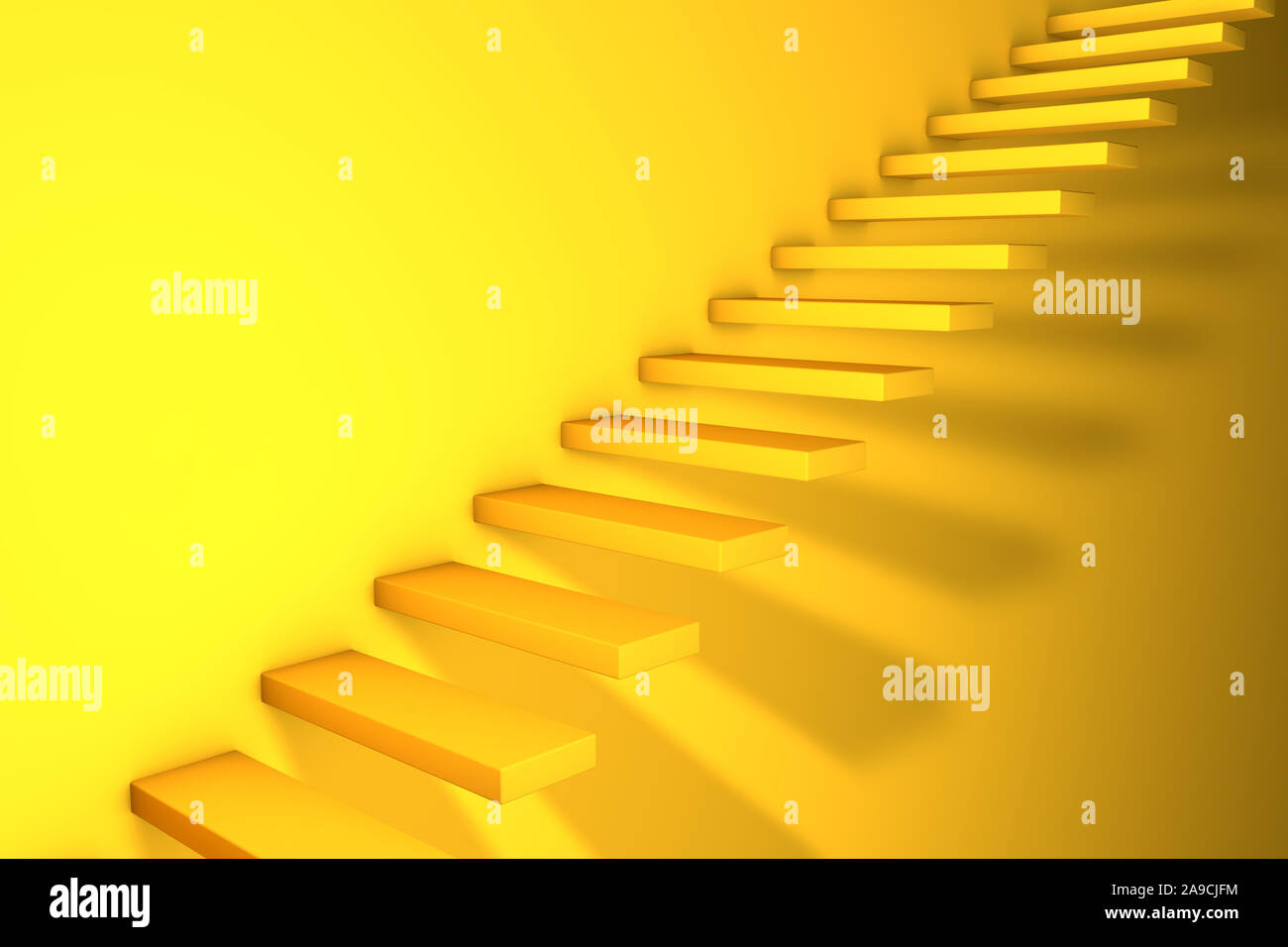 3d illustration. Ladder on yellow wall background. Business concept ...