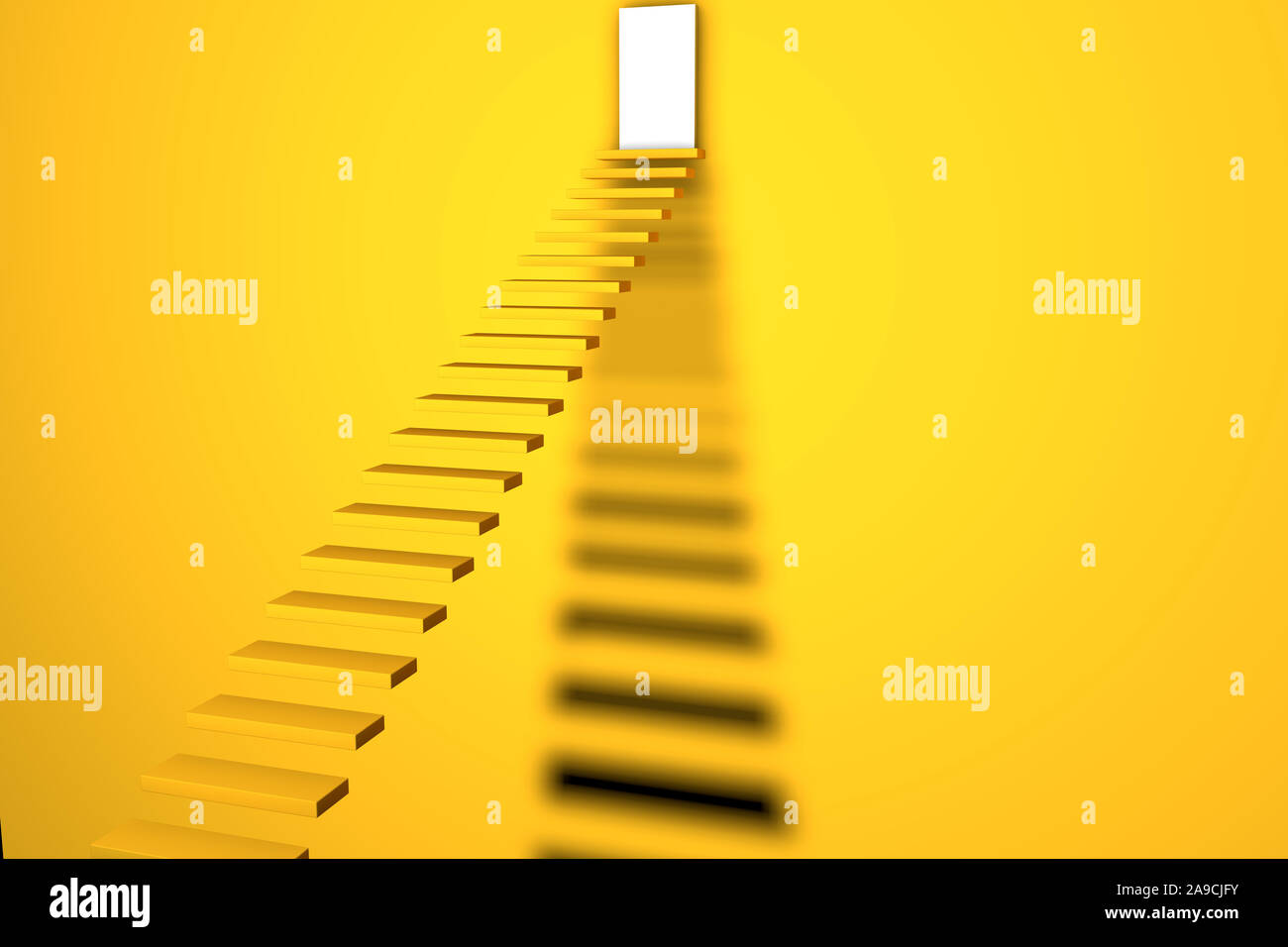 3d illustration. Ladder on yellow wall background. Business concept ...