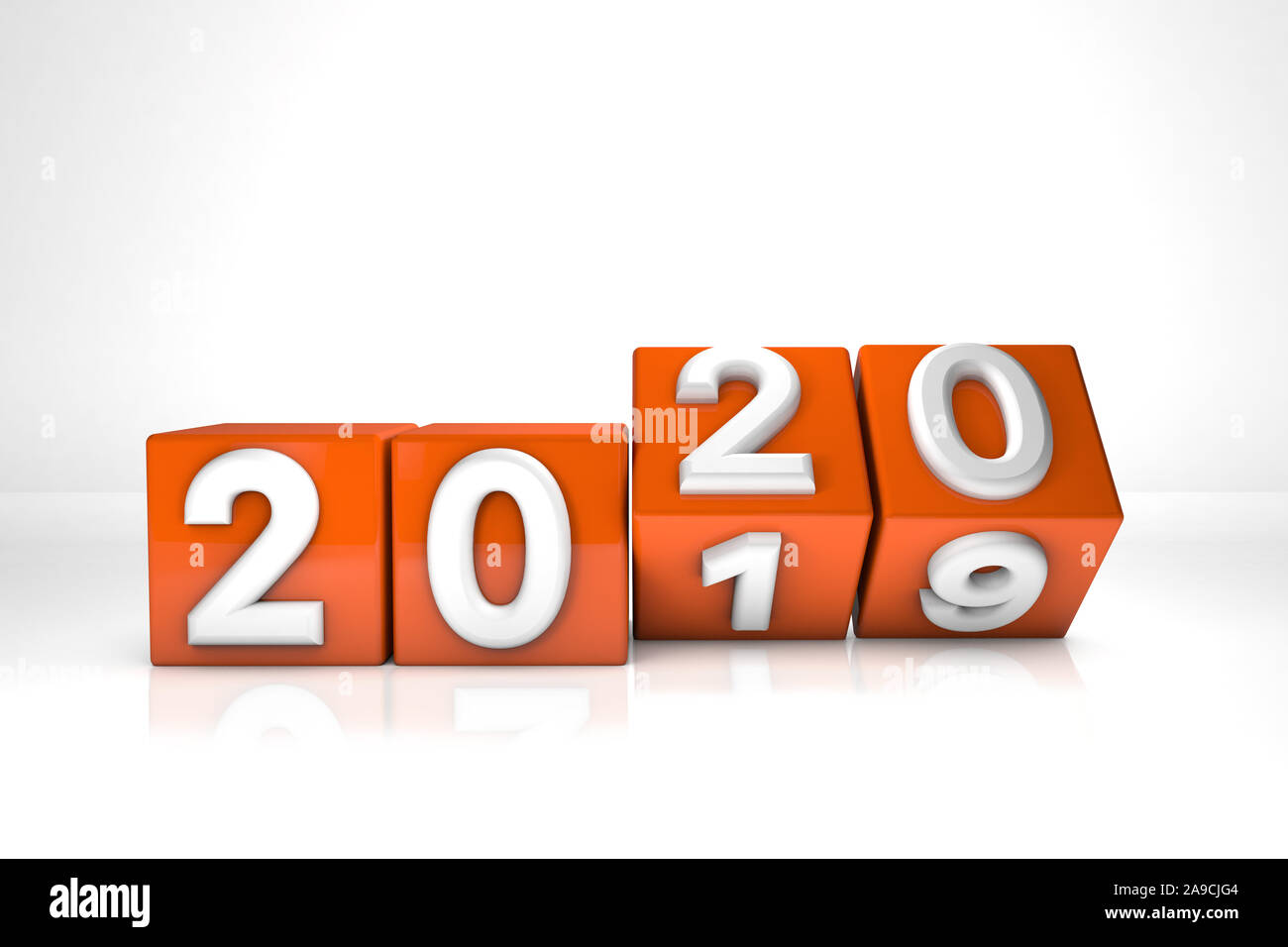 3d render illustration. Red cubes with 2020. New Year concept. Isolated ...
