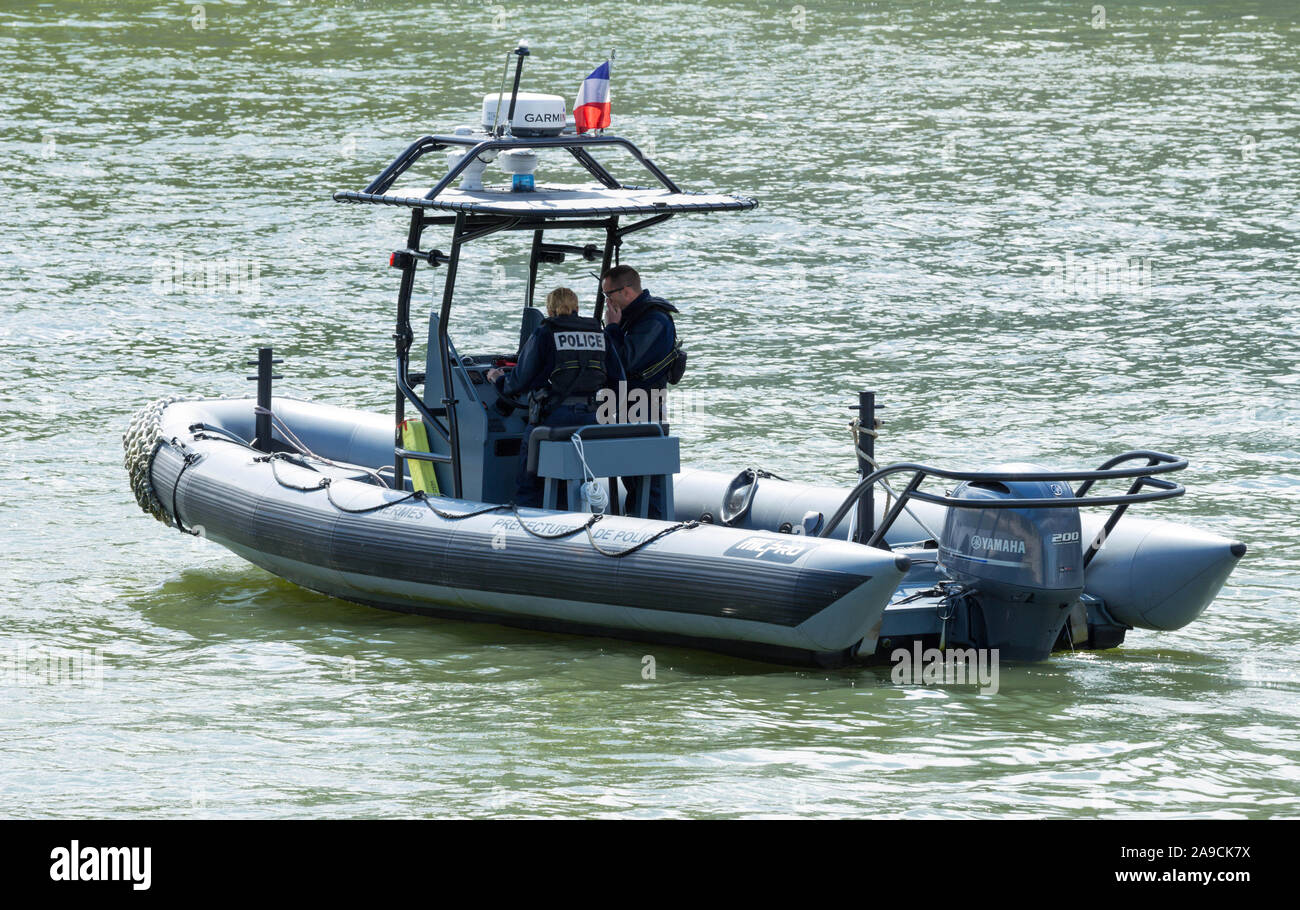 The river shuttle of the French National Police which carries out ...