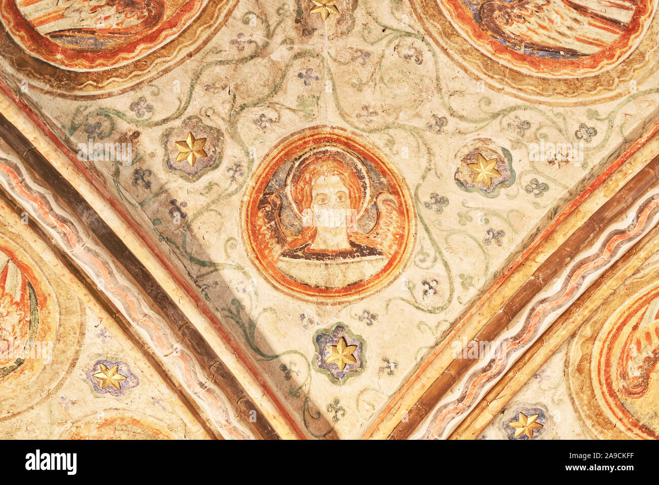 Thirteenth century ceiling paintings (of angels) in the guardian angels ...