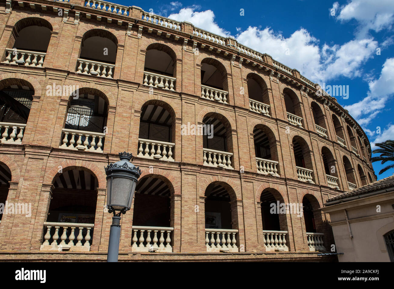 A view of the exterior of the Bullring of Valencia, also known as the ...