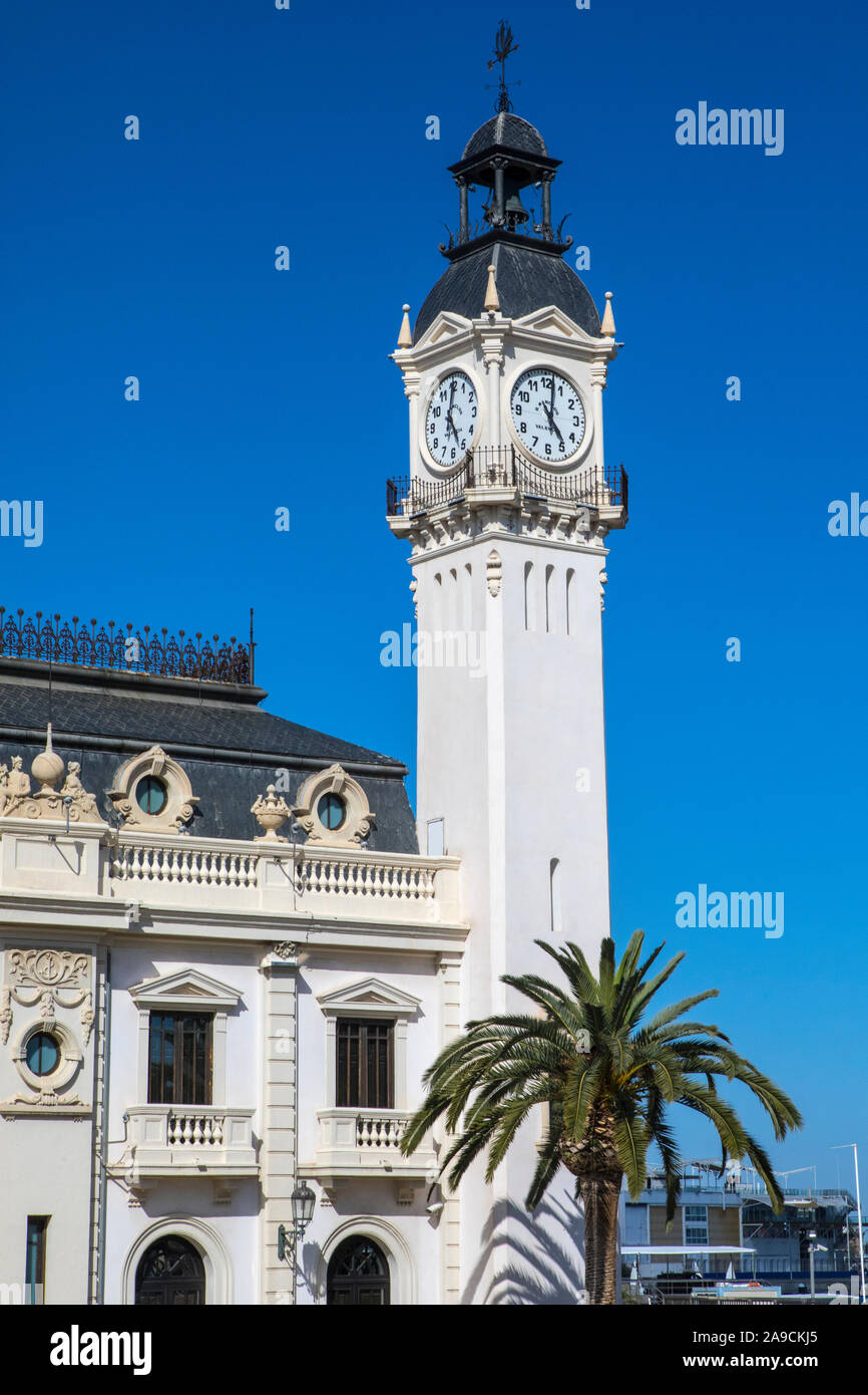 The clock tower of the Port Authority Building in the historic city of ...