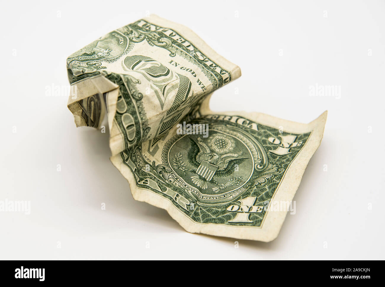 One crumpled dollar on a light background Stock Photo - Alamy