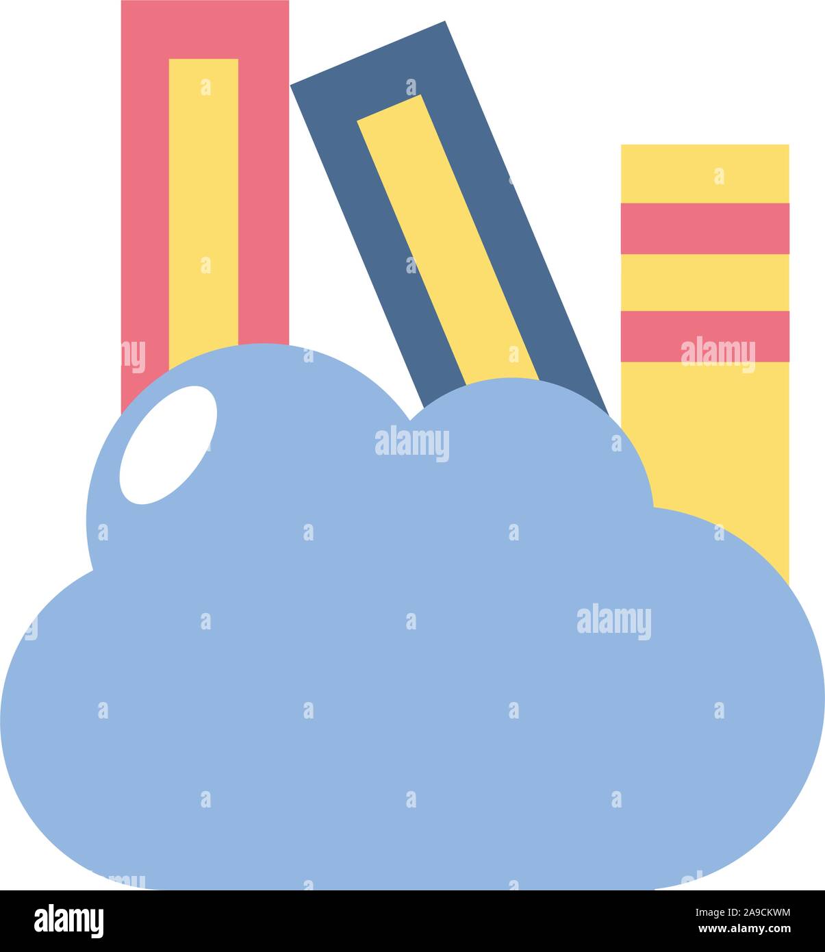 cloud computing books school education learning flat style vector ...
