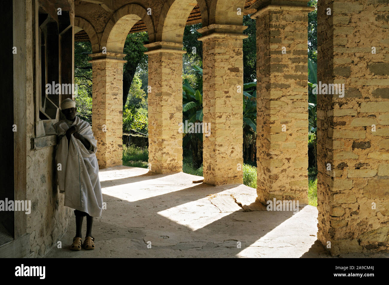 Pillars of the Narga Selassie circular church located on Dek Island ...