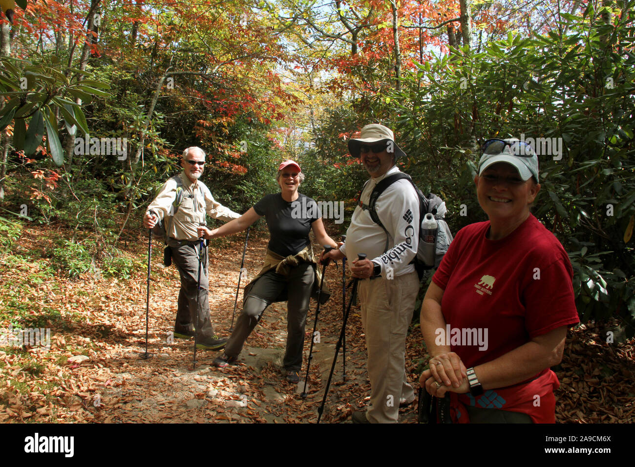 The Channels Natural Area Preserve, VA, USA. Hikers on the mountain ...
