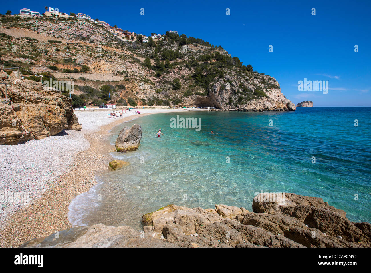 A view of the stunning La Granadella beach in Javea, Spain Stock Photo ...