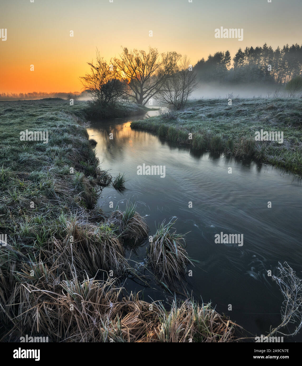 spring river. picturesque spring dawn Stock Photo - Alamy