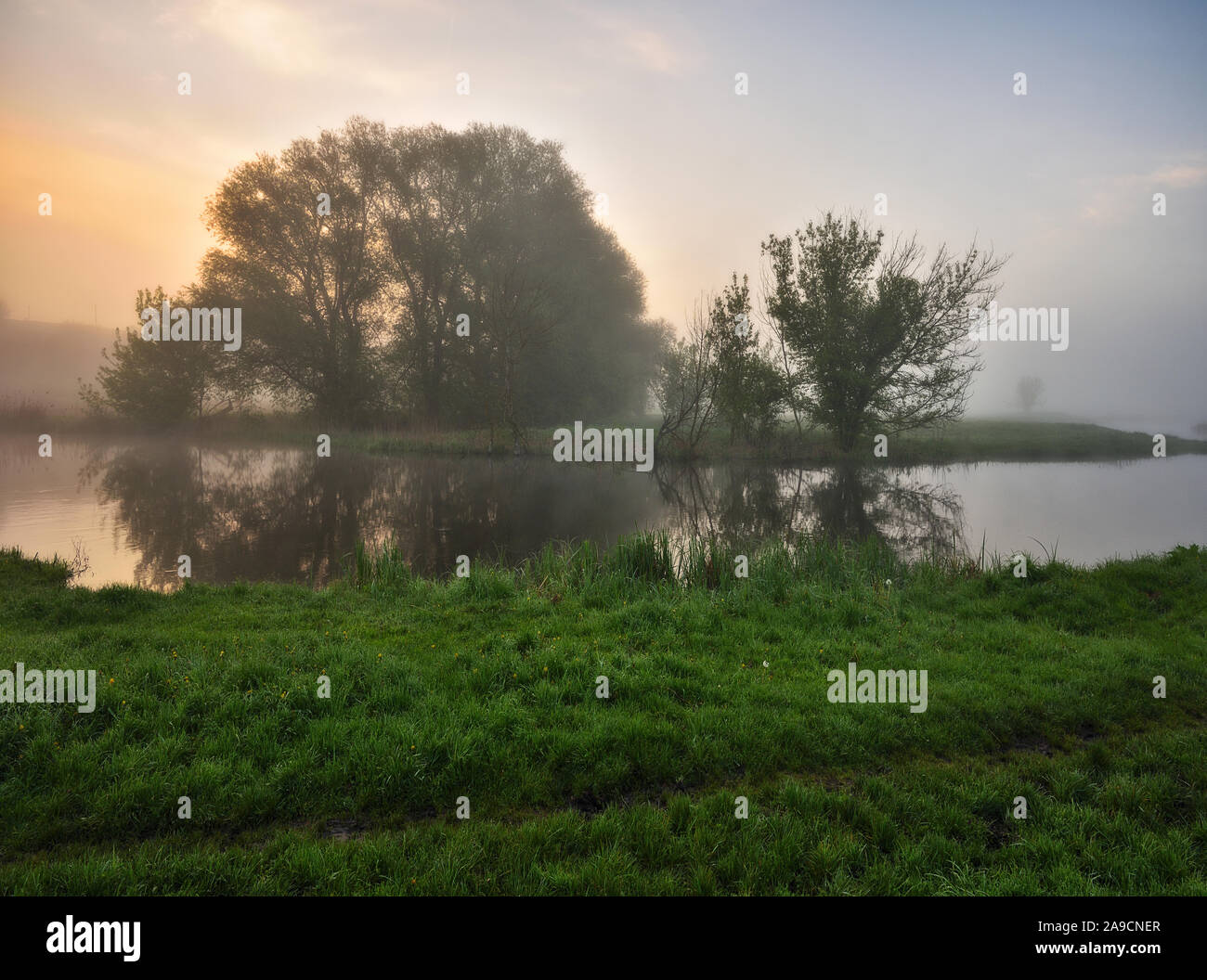 spring river. picturesque spring dawn Stock Photo - Alamy