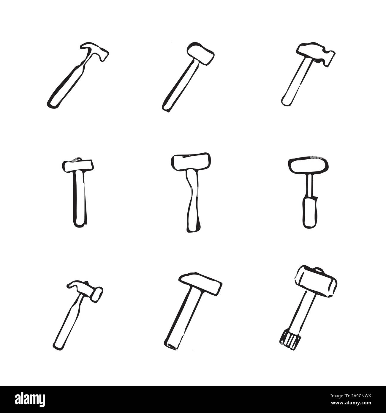 Set of several hammer icons. Drawn by hand Stock Vector Image & Art - Alamy