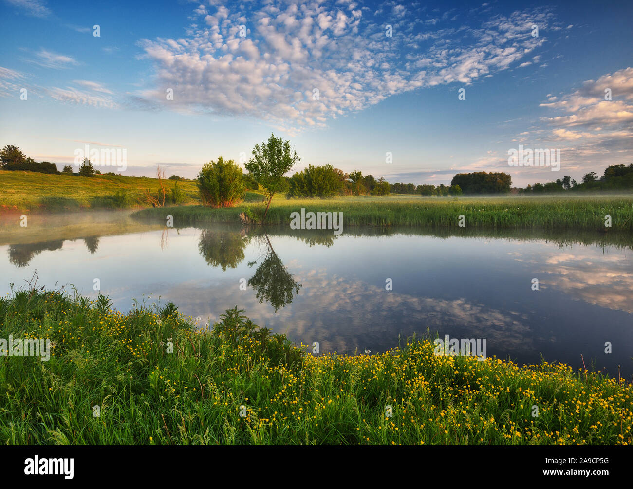 spring river. picturesque spring dawn Stock Photo - Alamy