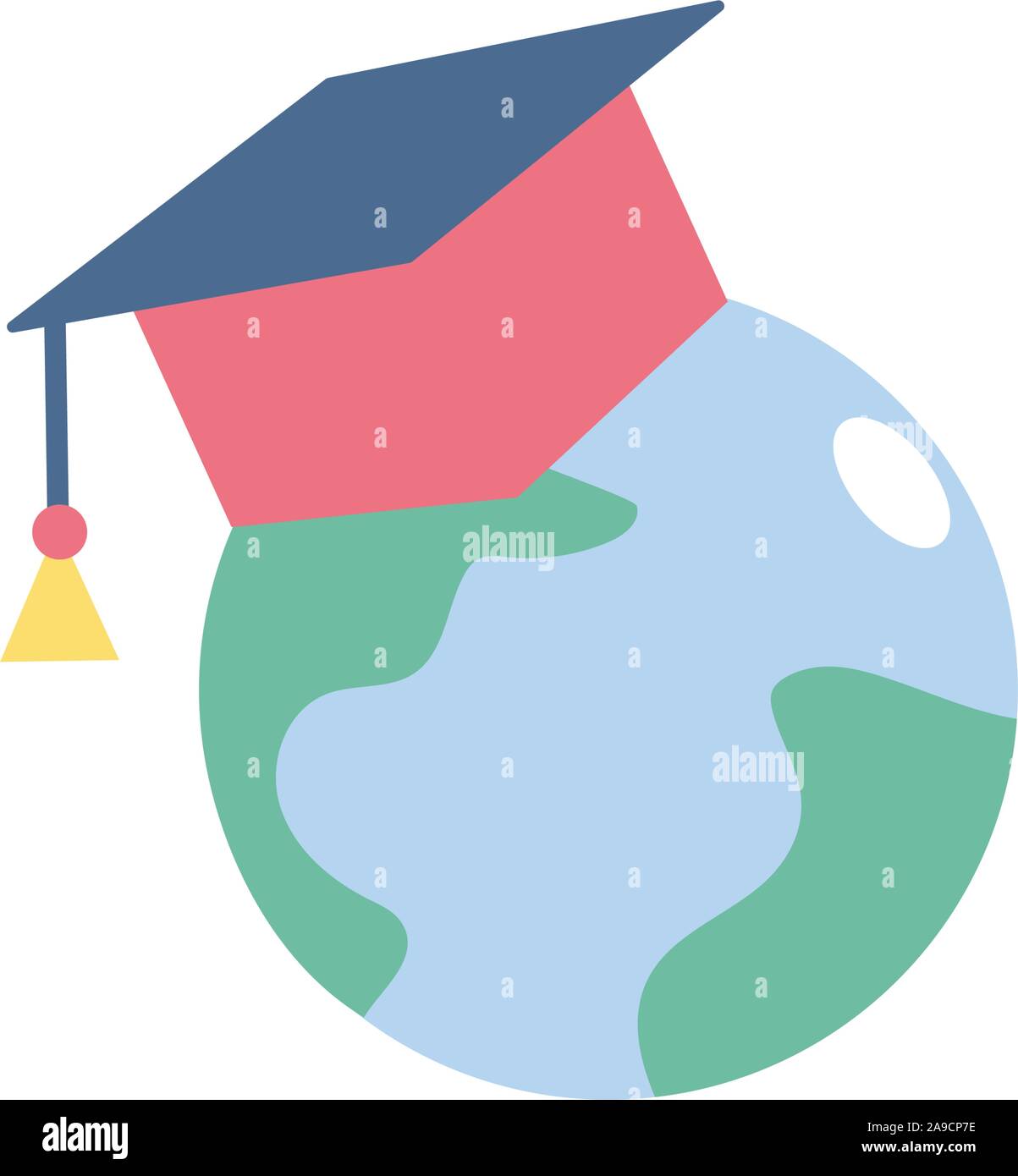 world graduation hat school education learning flat style vector ...