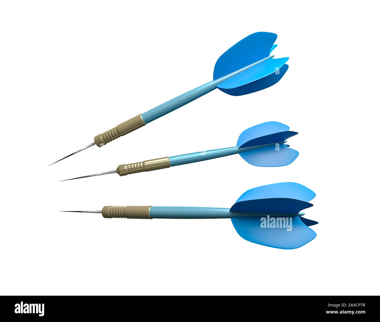tree blue typical dart arrows 3D illustration Stock Photo - Alamy