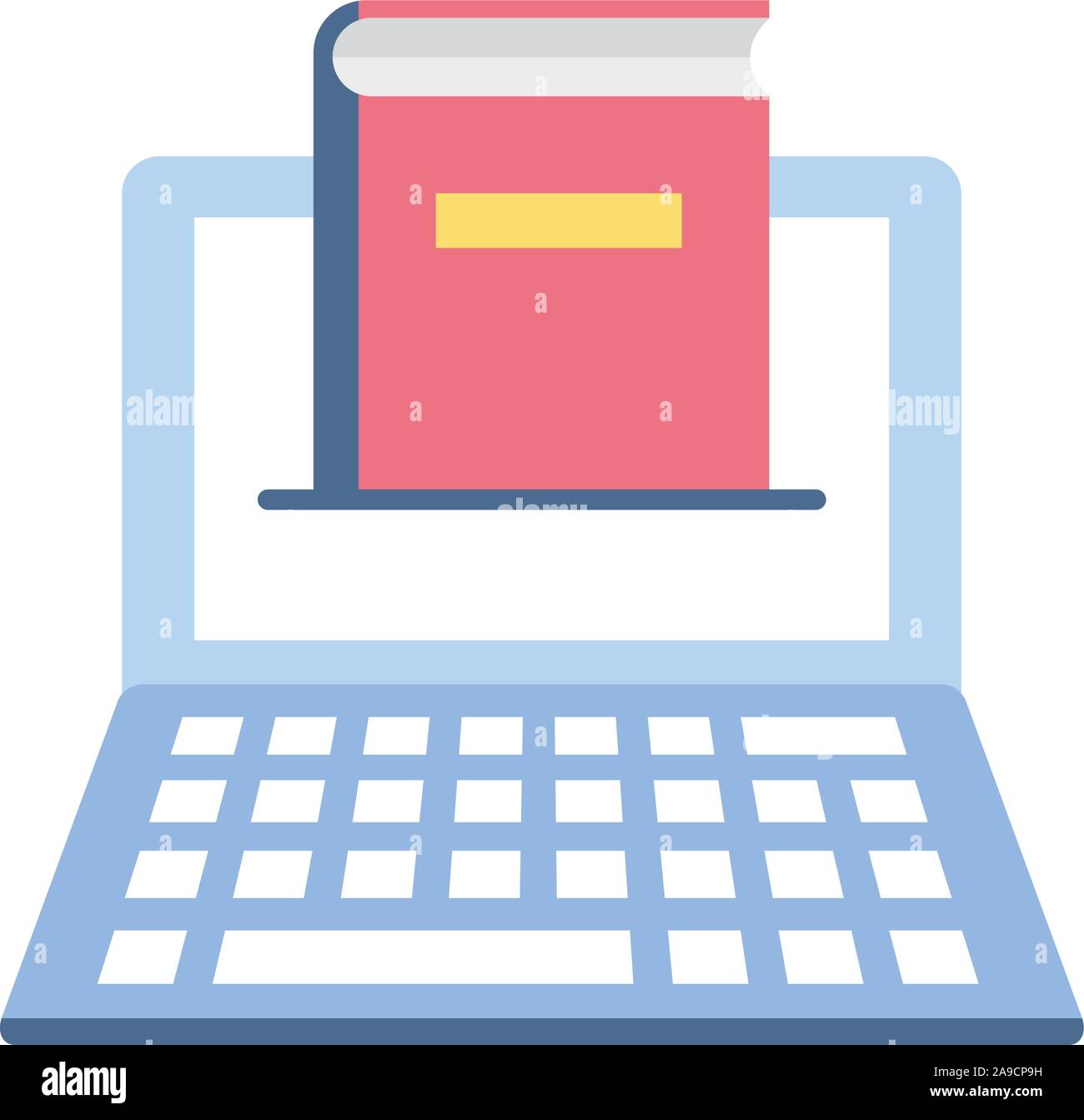 laptop ebook school education learning flat style vector illustration ...
