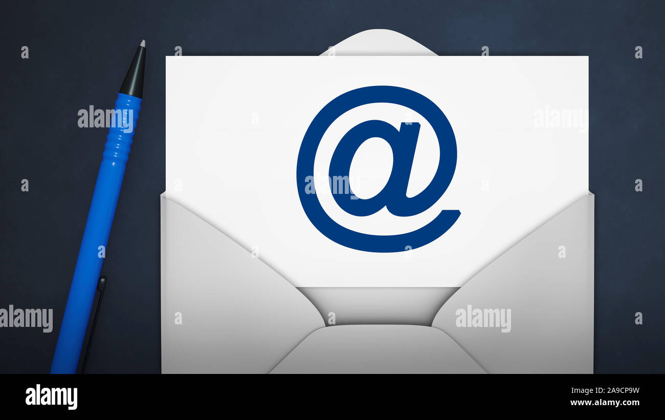 3d illustration of an envelope with an email sign Stock Photo - Alamy