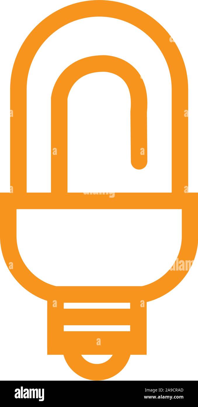 bulb energy electricity light yellow line style vector illustration ...