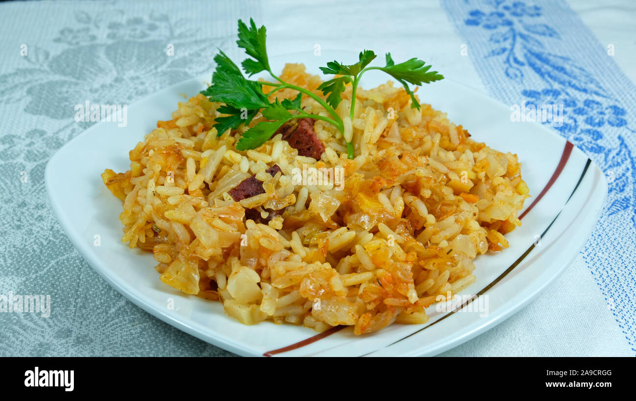 Sour cabbage with rice Stock Photo - Alamy