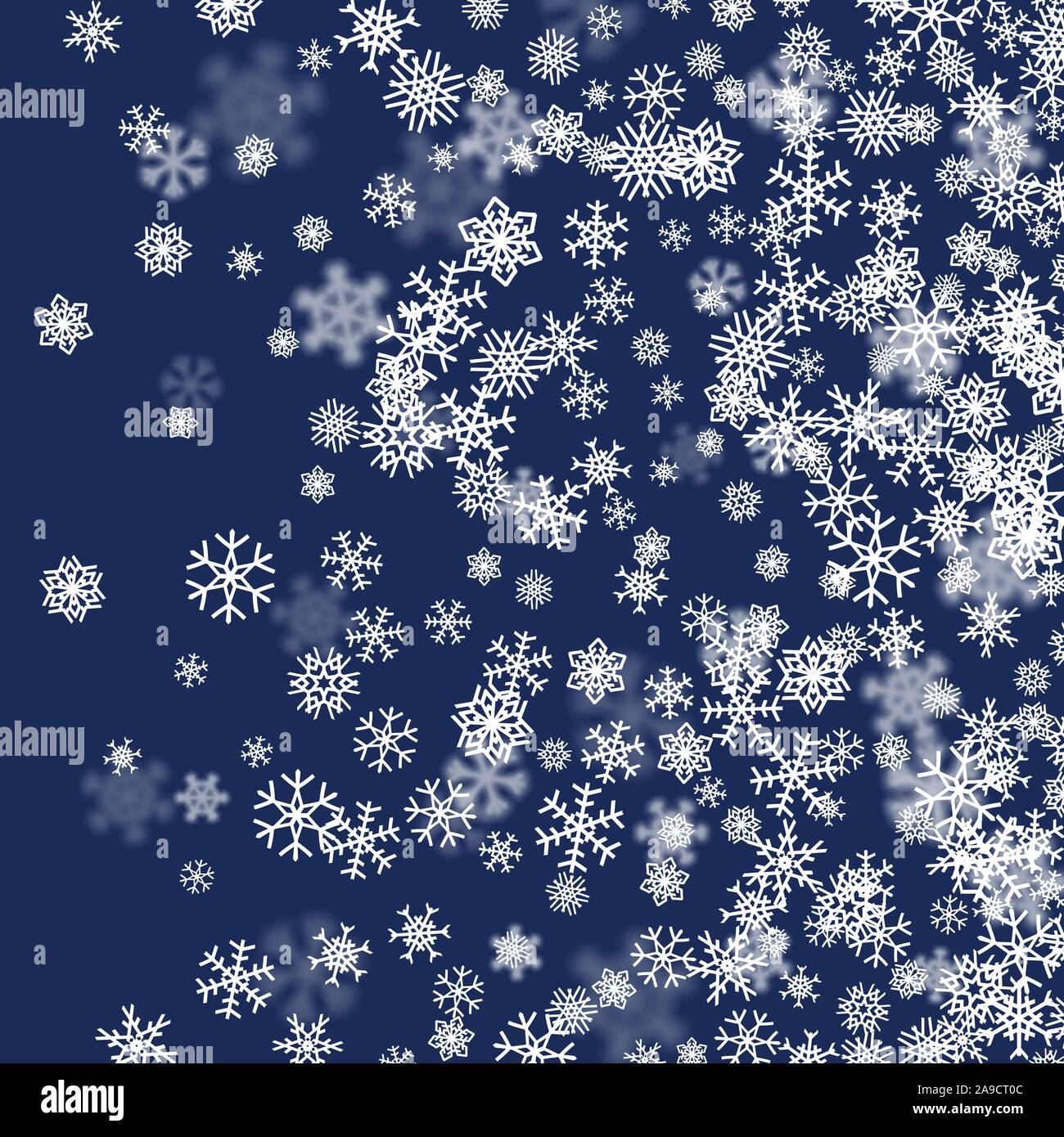 Christmas snow background with scattered snowflakes falling in winter ...