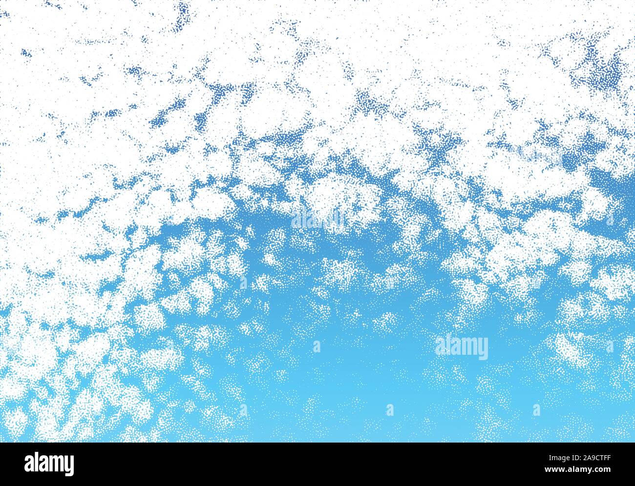 Clouds made of scattered dots in the blue sky, realistic dotwork ...