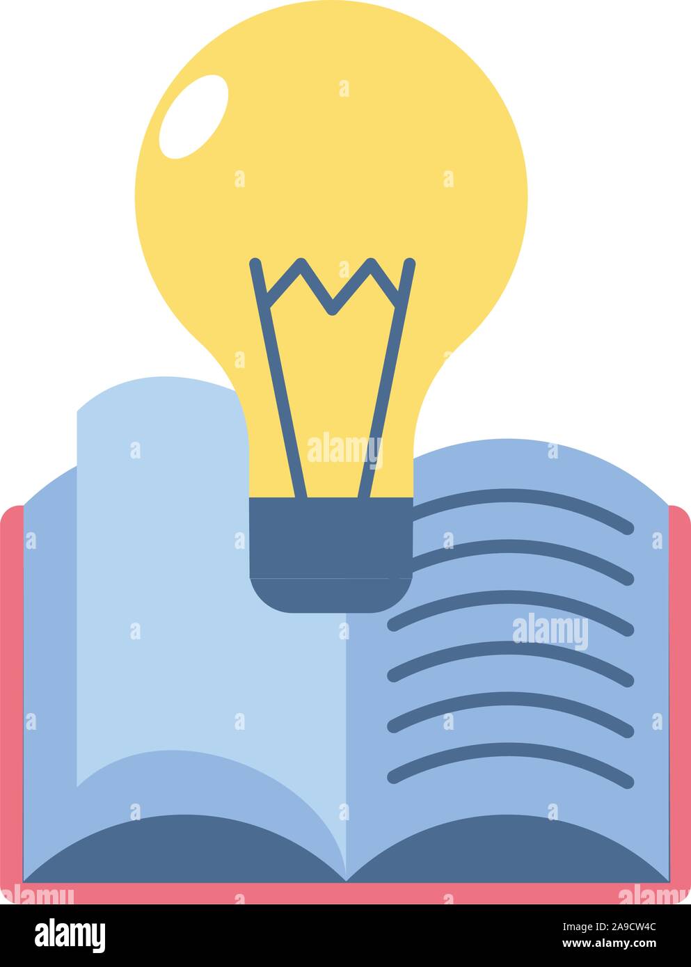 bulb book idea school education learning flat style vector illustration ...