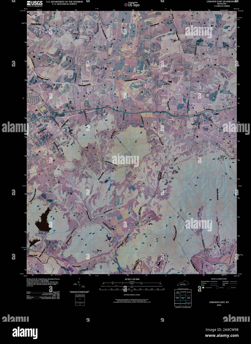 Map of lebanon kentucky hi-res stock photography and images - Alamy