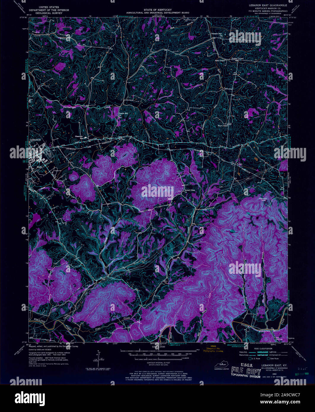 Map of lebanon kentucky hi-res stock photography and images - Alamy