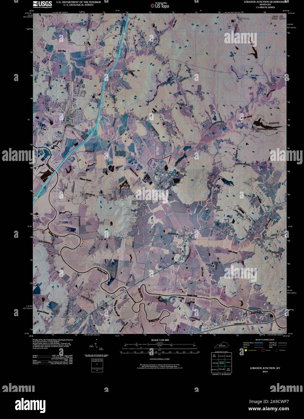 Map of lebanon kentucky hi-res stock photography and images - Alamy