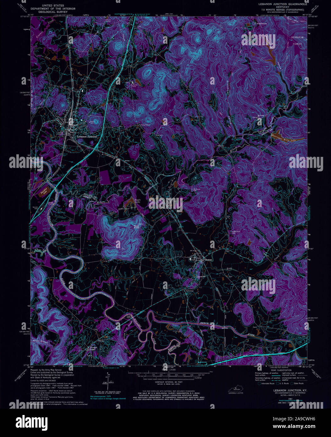 Map of lebanon kentucky hi-res stock photography and images - Alamy