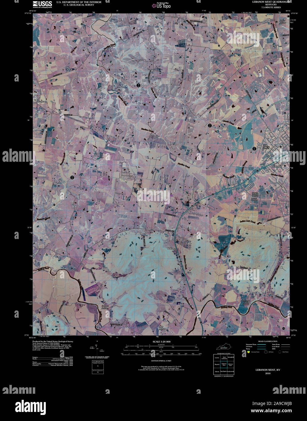 Map of lebanon kentucky hi-res stock photography and images - Alamy