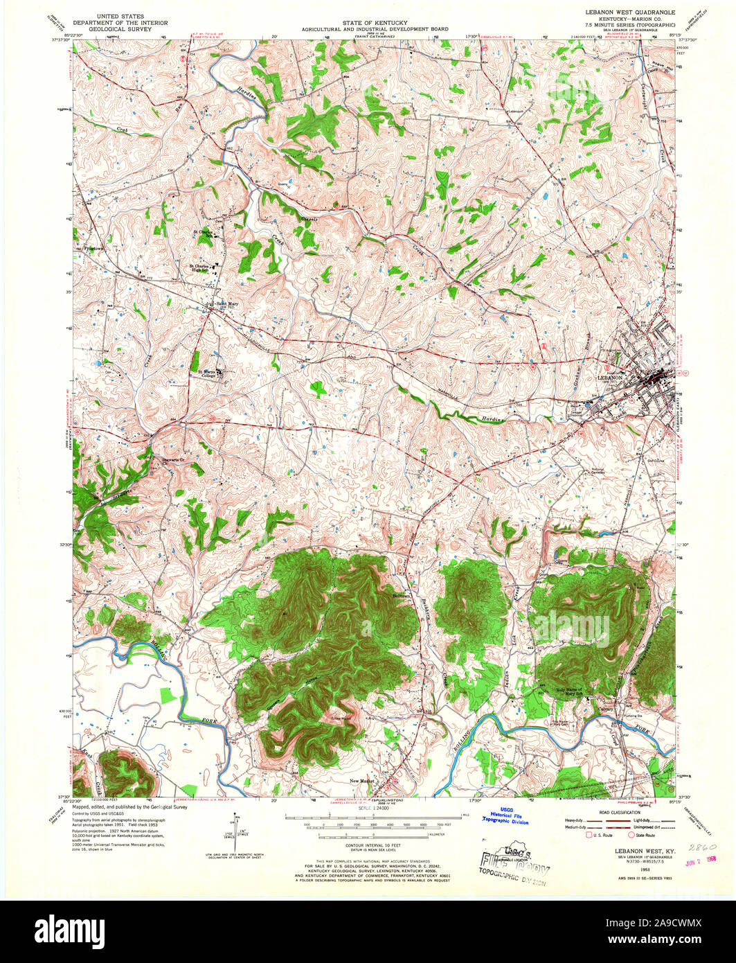 Lebanon kentucky map Cut Out Stock Images & Pictures - Alamy
