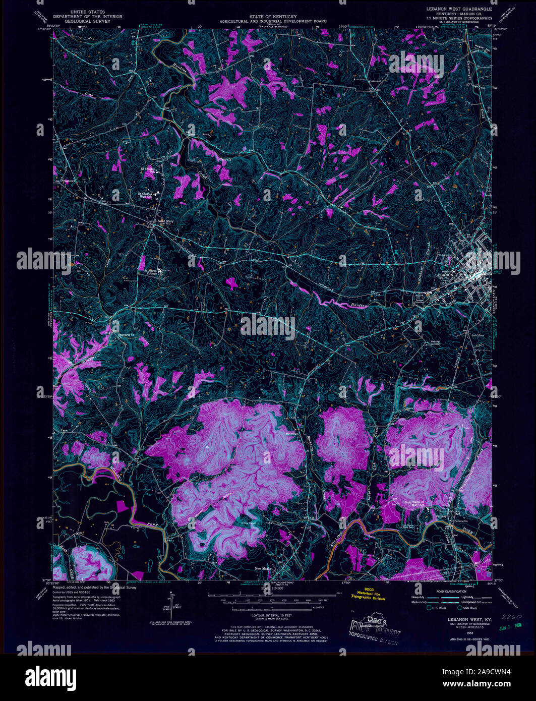 Map of lebanon kentucky hi-res stock photography and images - Alamy