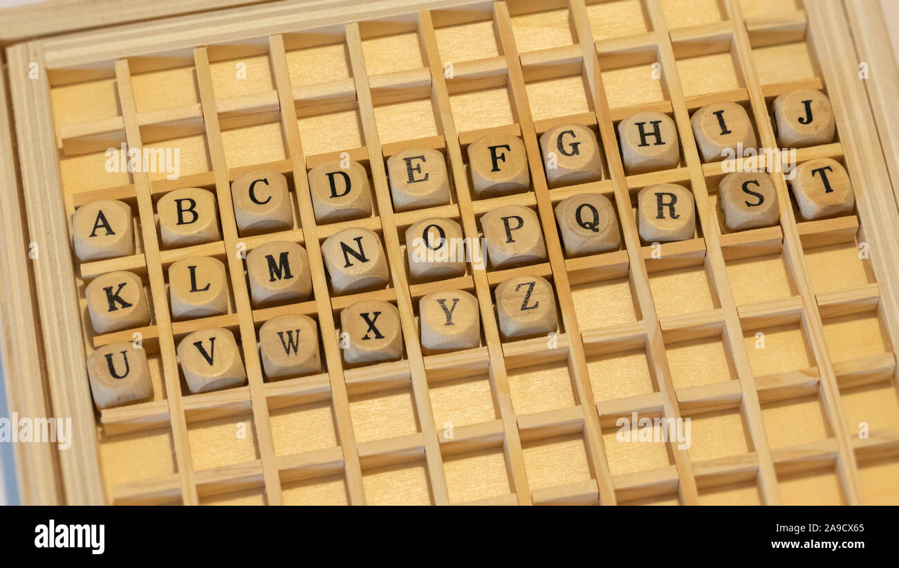 An image of a wooden dice alphabet Stock Photo - Alamy