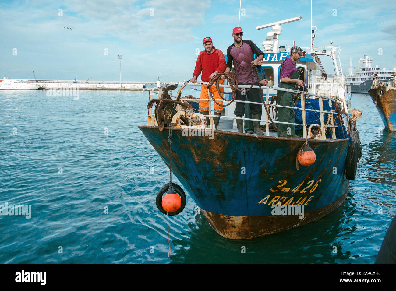 Fishing boat at the port of Tangier, Morocco Stock Photo - Alamy