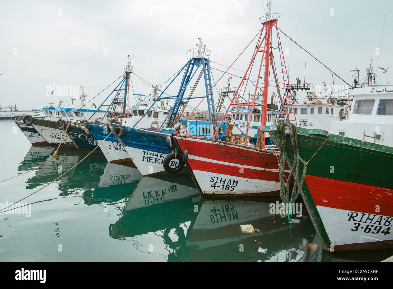 Fishing boats in the harbor of Tangier, Morocco Stock Photo - Alamy